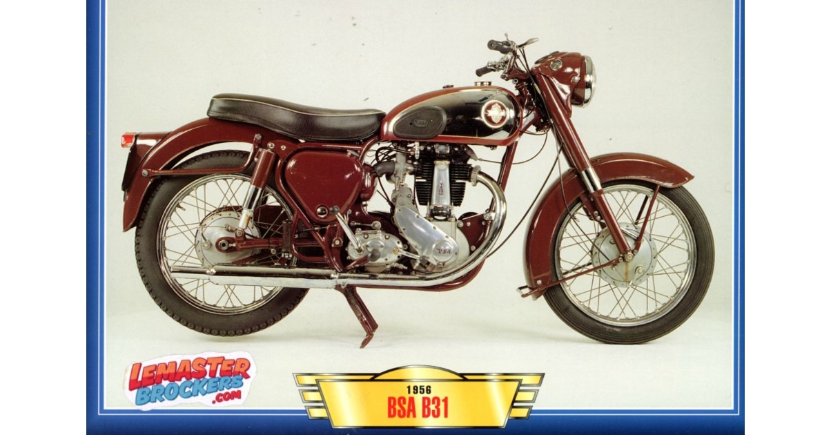 FICHE MOTO BSA 350 B31 1956